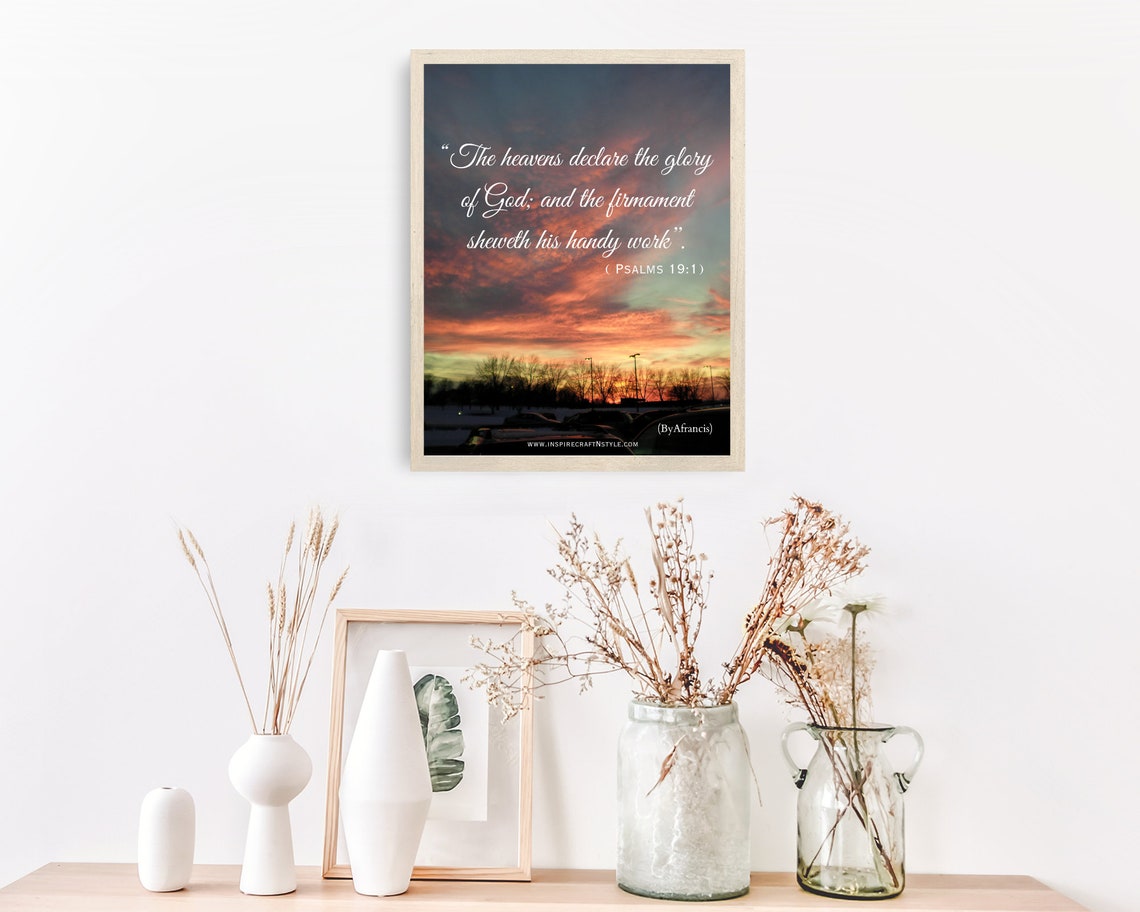 Psalms Bible 19 Vs 1 Verse, Wall Art Decor, Print Bible Quote Print ...