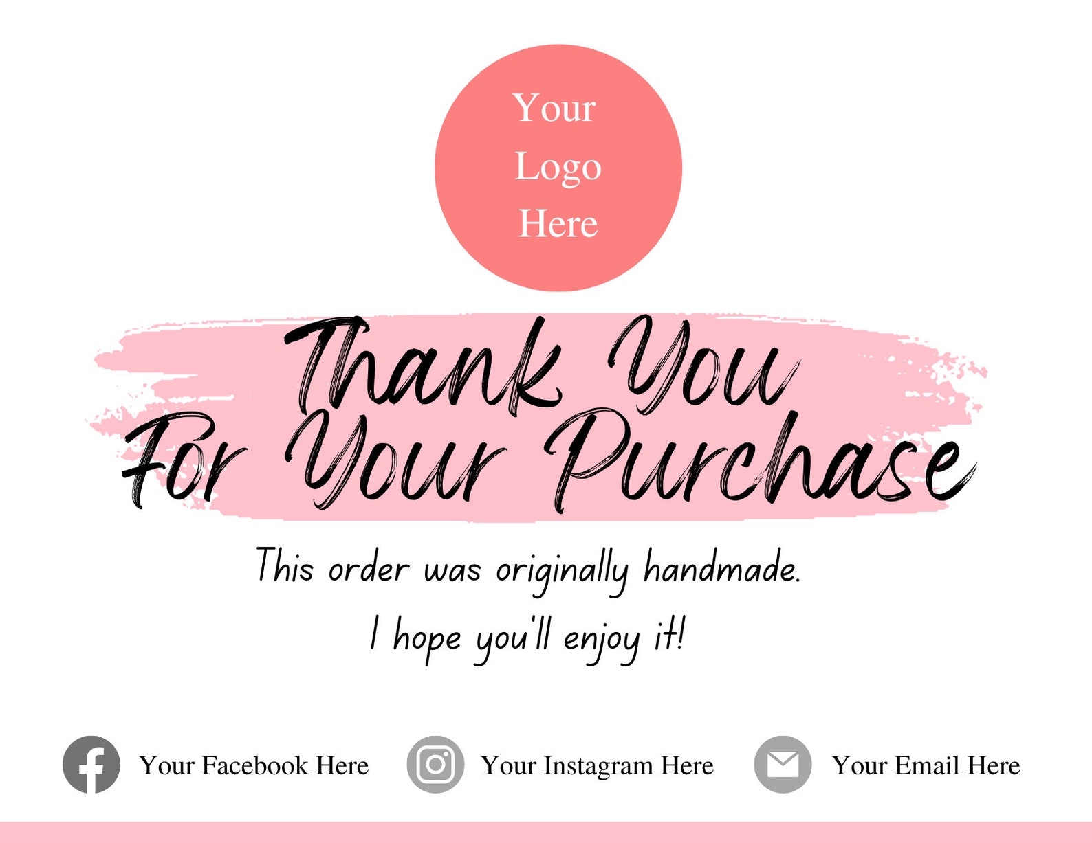 Thank You for Your Purchase Template Canva Digital Printable - Etsy