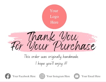 Thank You for Your Purchase Template Canva Digital Printable Editable ...