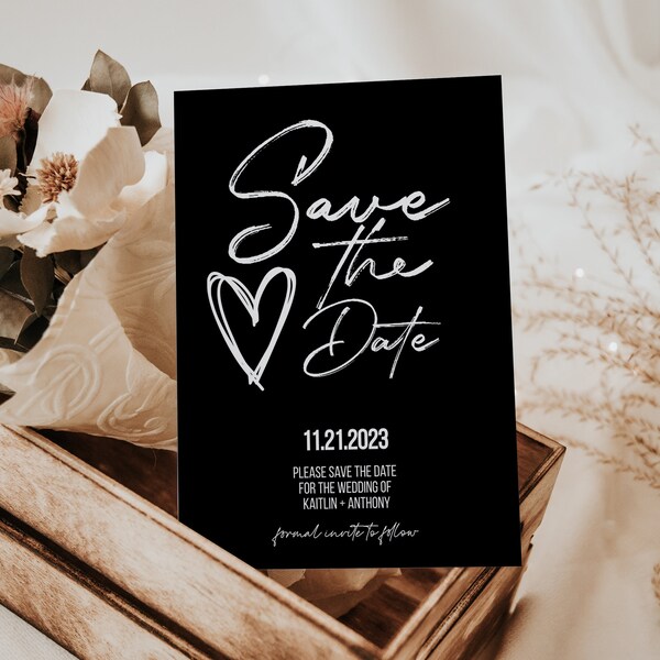 Black and White Save the Date Templates - Etsy