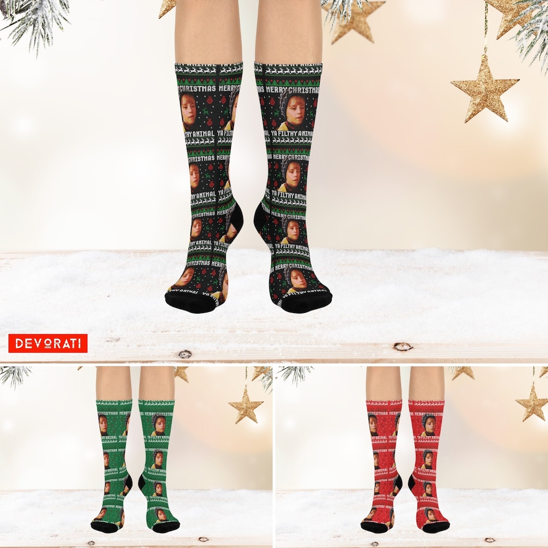 Home Alone Christmas Socks Ugly Christmas Socks You Filthy Animal Cozy ...