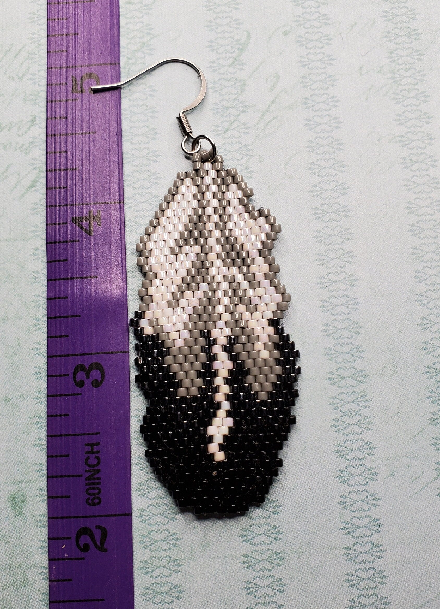 Feather Beaded Earrings - Etsy