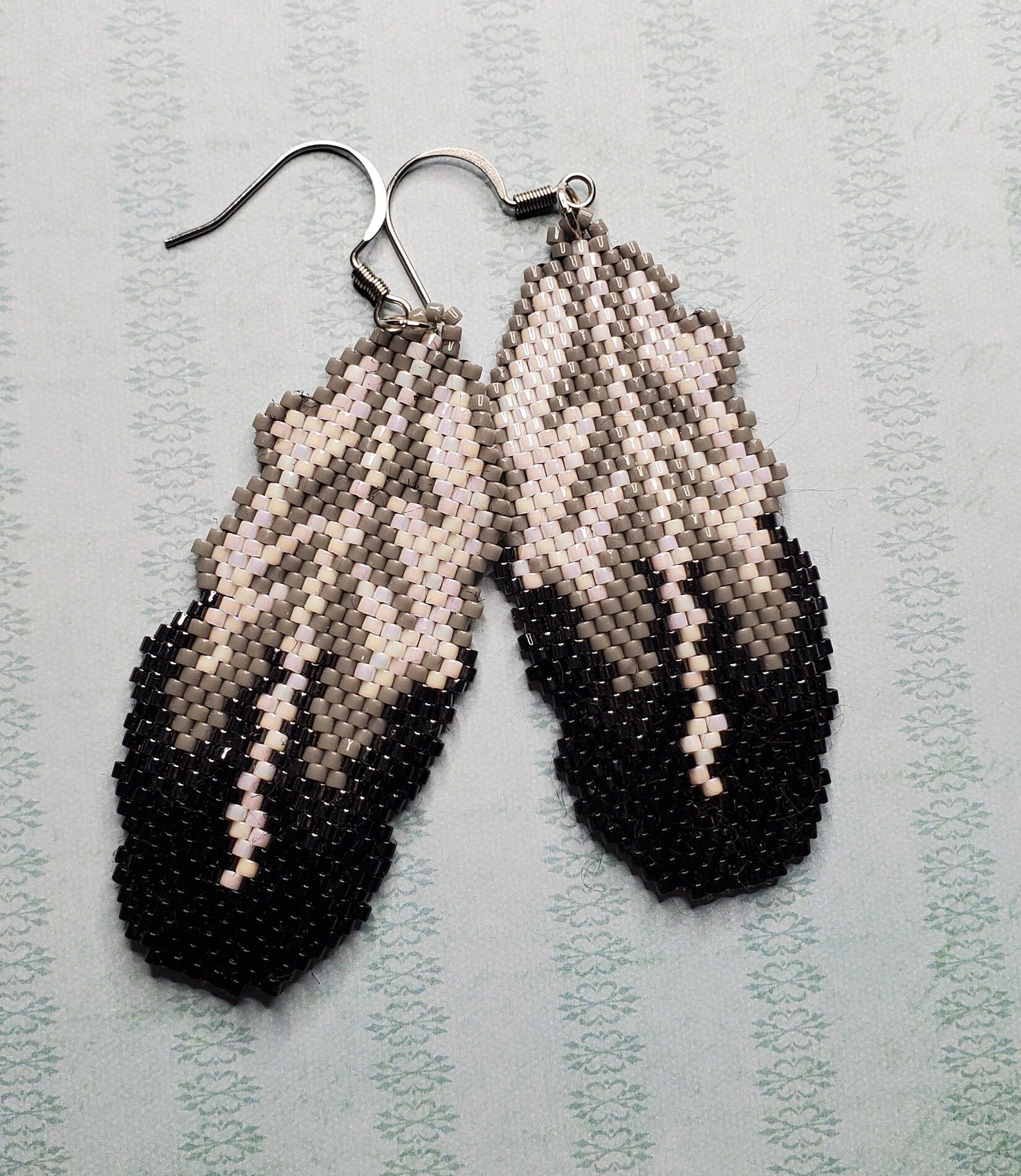 Feather Beaded Earrings - Etsy