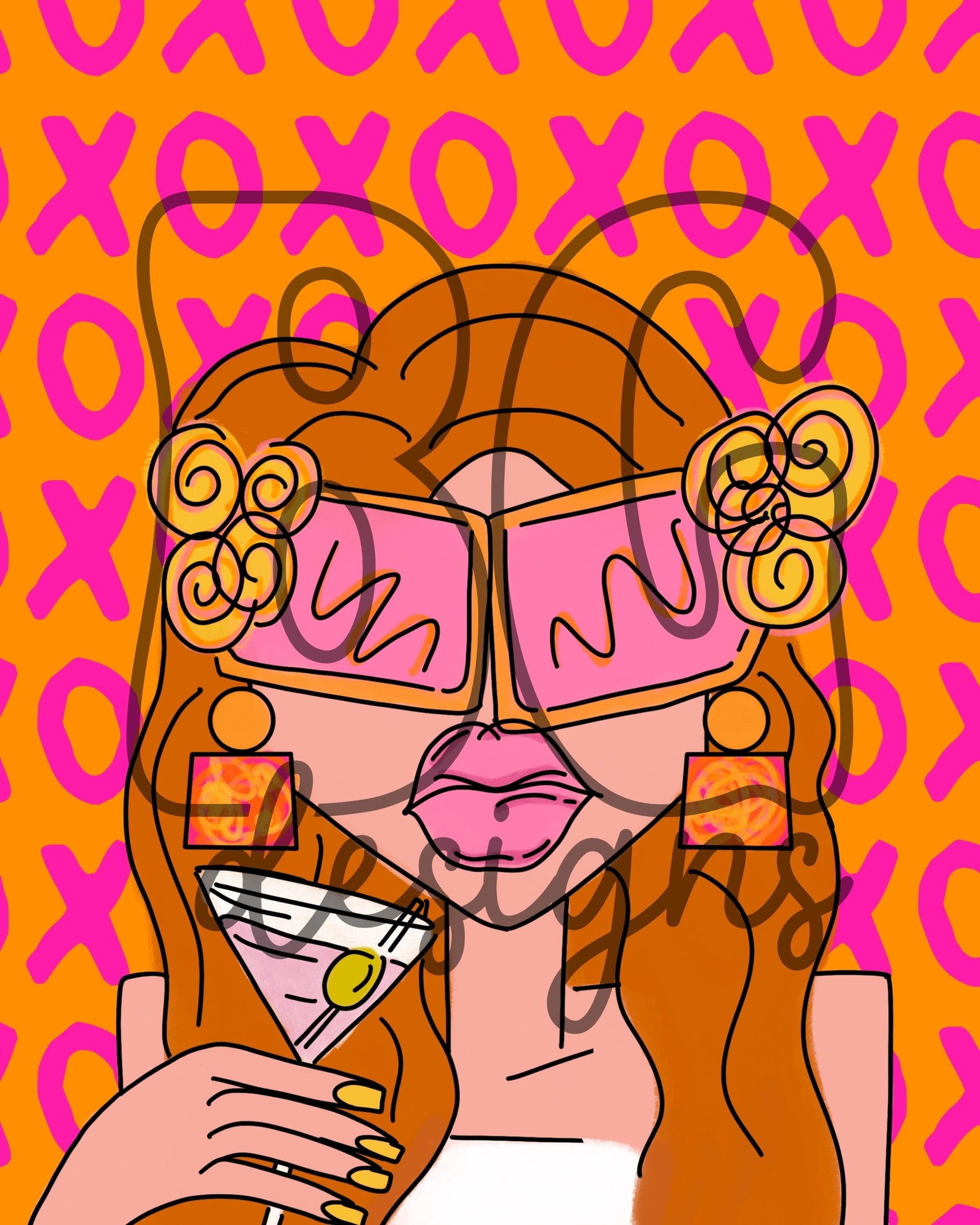 Preppy Funky Girl Portrait Preppy Wall Art Room Decor Dorm - Etsy