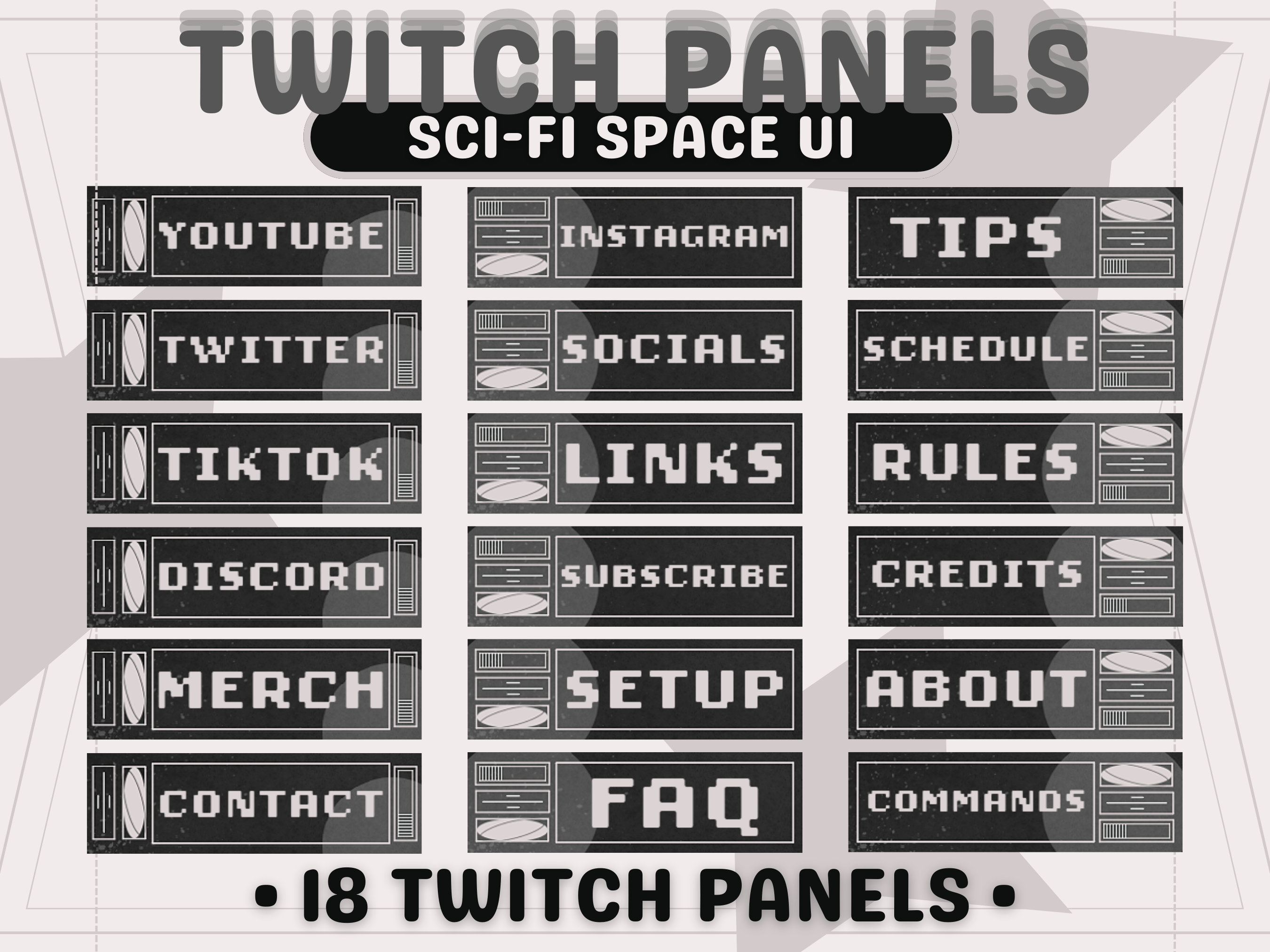 18 Retro SCI-FI Space Twitch PANELS for Streamers // Minimalist - Dark ...