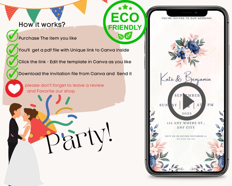 KATE Wedding Animated Video Invitation Template, Digital Wedding Invite ...