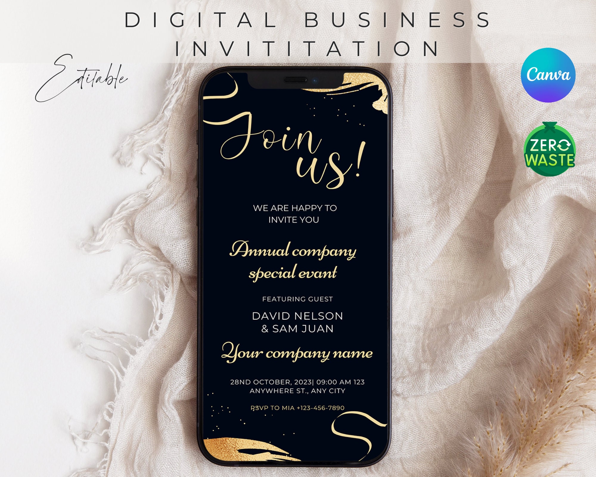 TOR - Business Invitation, Custom Digital Mobile Text Message Invite ...
