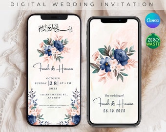 Wedding Invitation Template With Flowers (Download Now) - Etsy