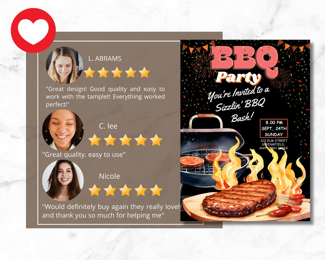 BBQ Party Invitation Template, Printable Barbecue Birthday Invite, BBQ ...
