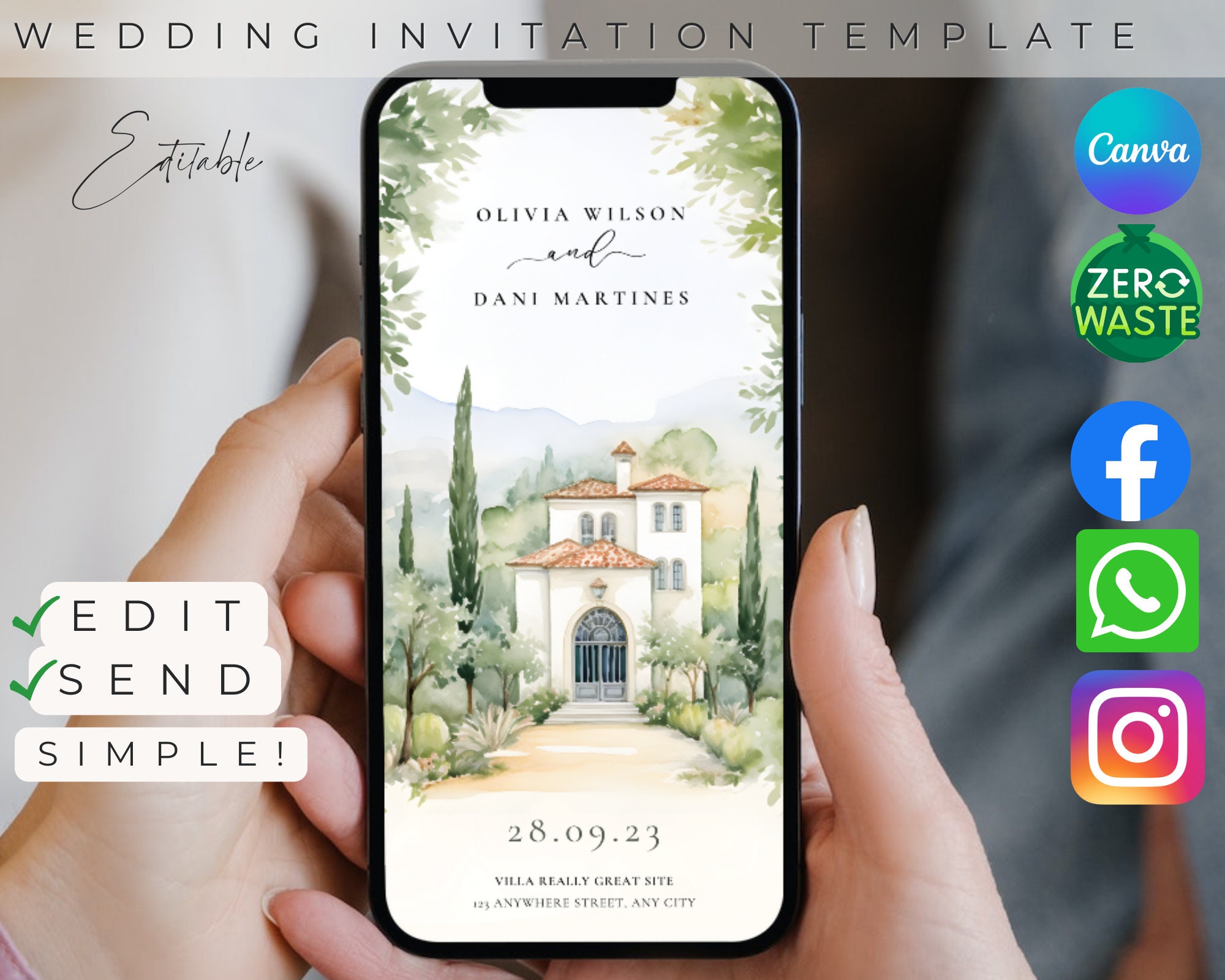 Elegant Editable Italy Wedding Invitation Instant Download - Etsy