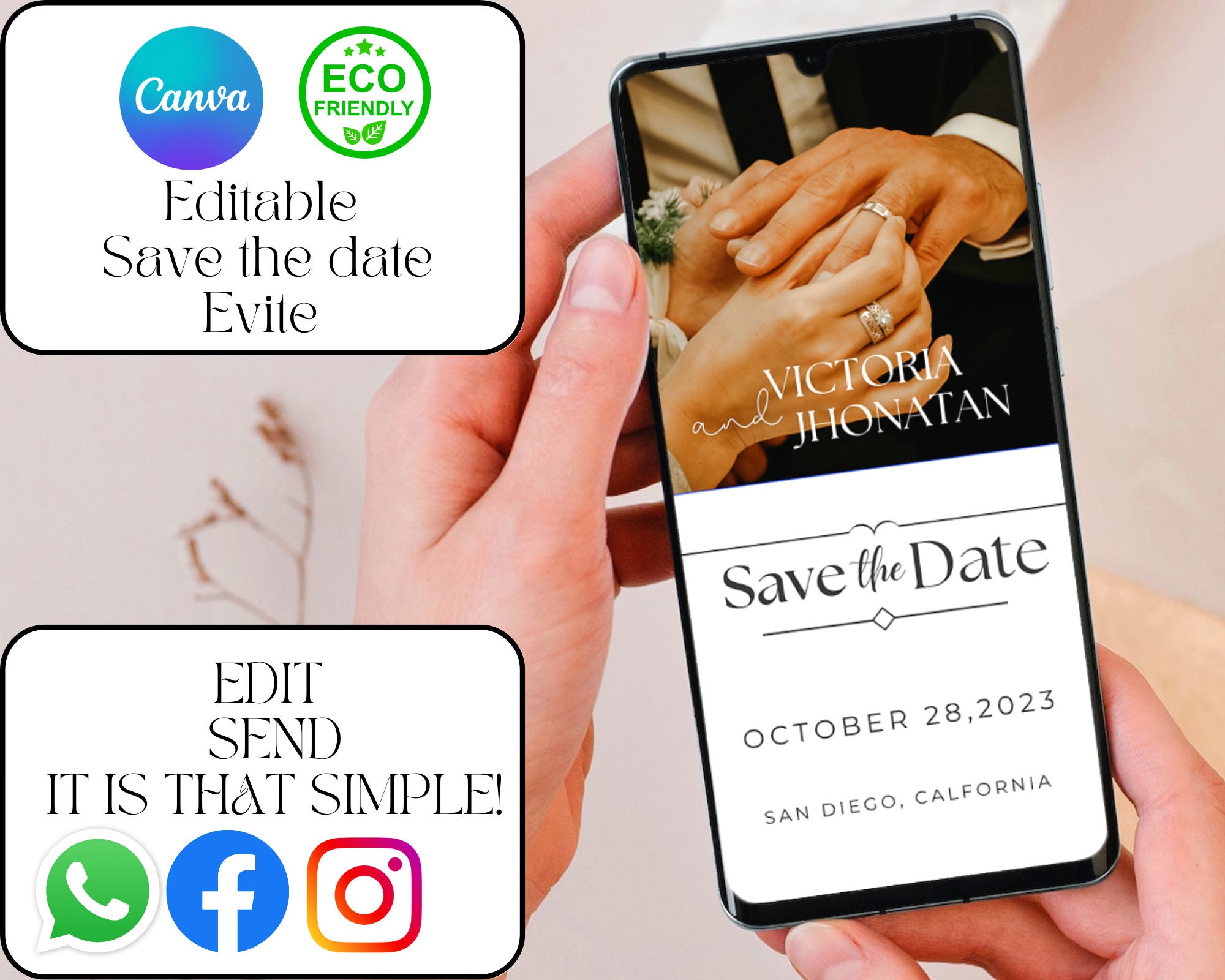 Belle Electronic Save the Date Template, Editable Save the Date Template Download, Save the Date ...
