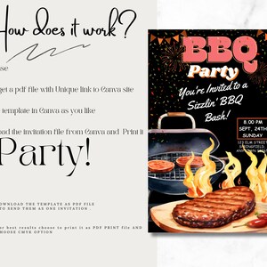 BBQ Party Invitation Template, Printable Barbecue Birthday Invite, BBQ ...