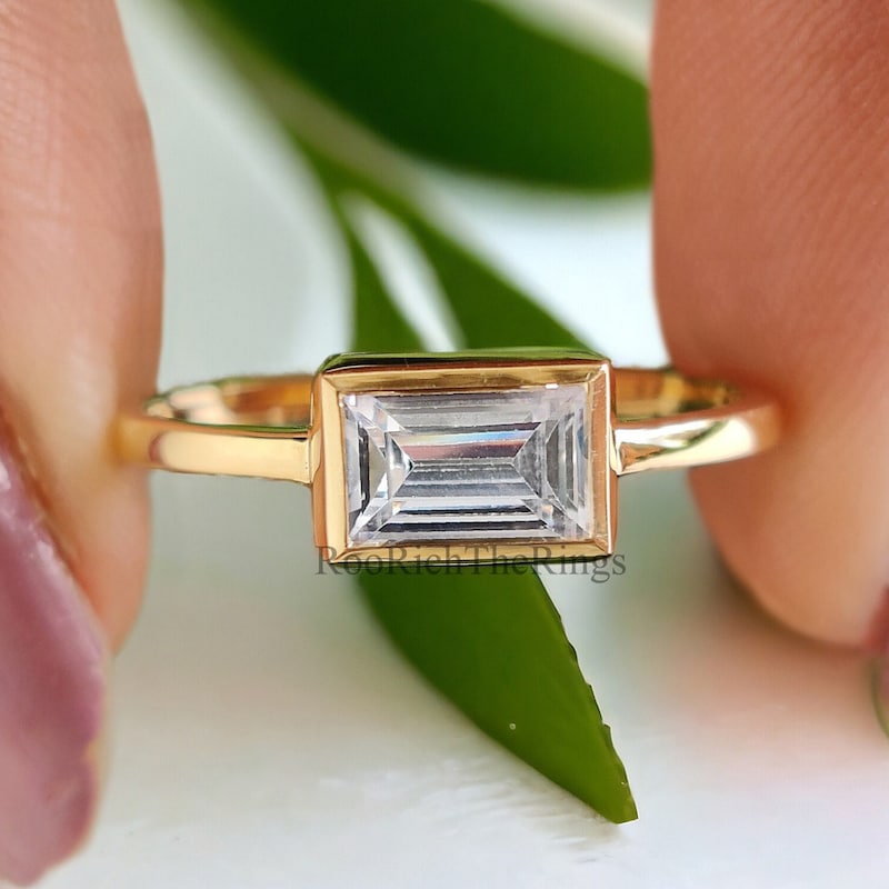 Bezel Set Engagement Ring - Etsy