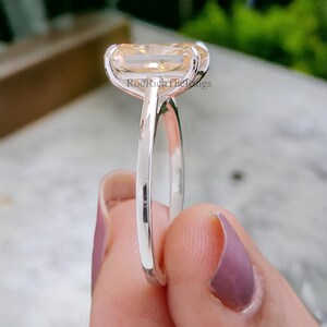 2.40 CT Radiant Crushed Ice Canary Yellow Moissanite Ring Solitaire ...