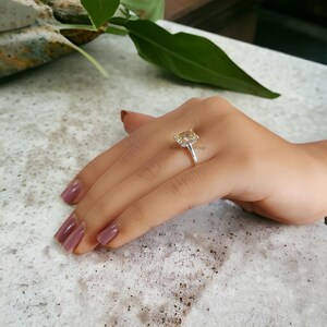 2.40 CT Radiant Crushed Ice Canary Yellow Moissanite Ring Solitaire ...