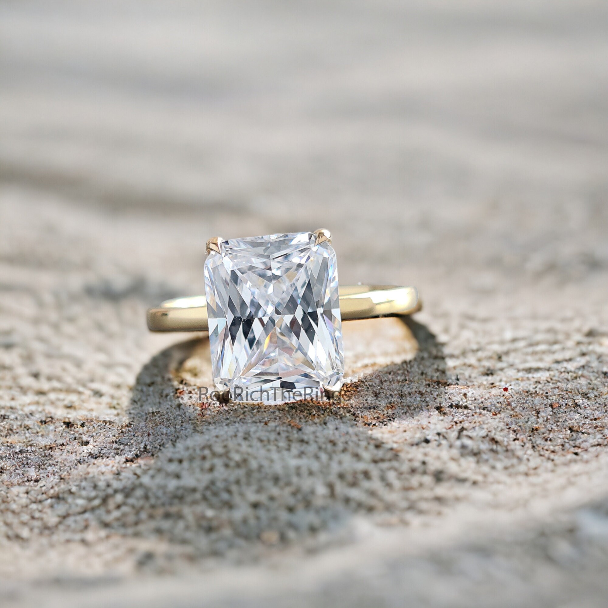 4 CT Radiant Cut Engagement Ring Gold Ring Silver Ring Diamond Simulant ...