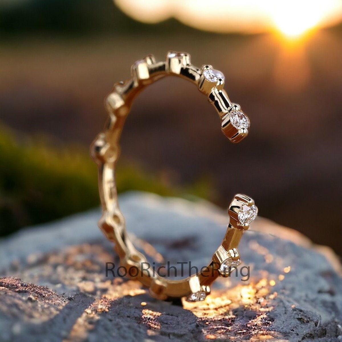 Open Gap Floating Bubble Full Eternity Band 1.60MM Round Cut Lab Grown ...