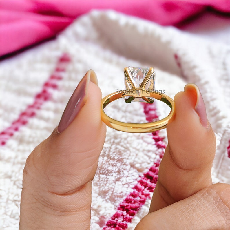 4 CT Radiant Cut Engagement Ring Gold Ring Silver Ring Diamond Simulant ...