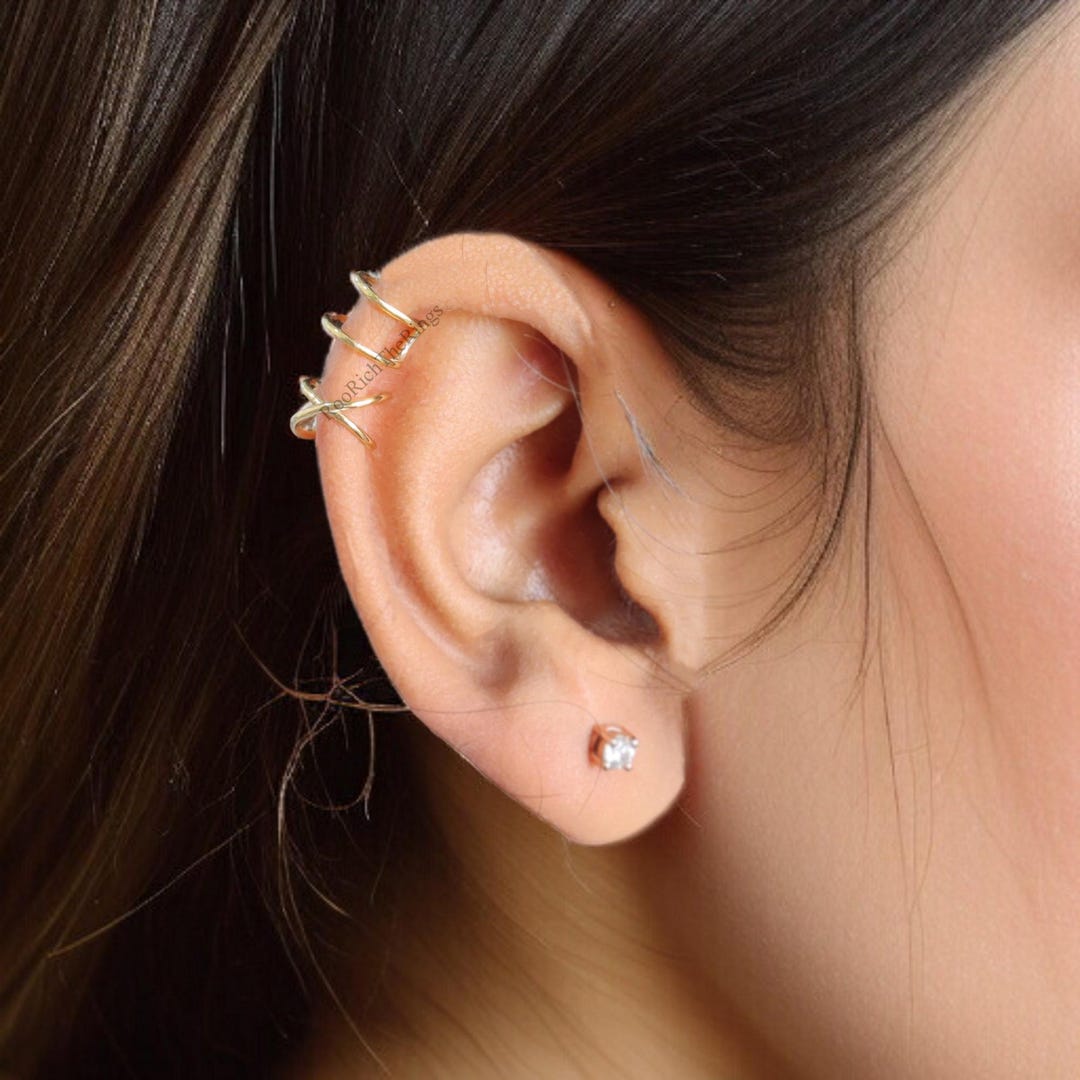Set of 2 Ear Cuffs for Upper Ear No Piercing Needed Cuff Cartilage ...