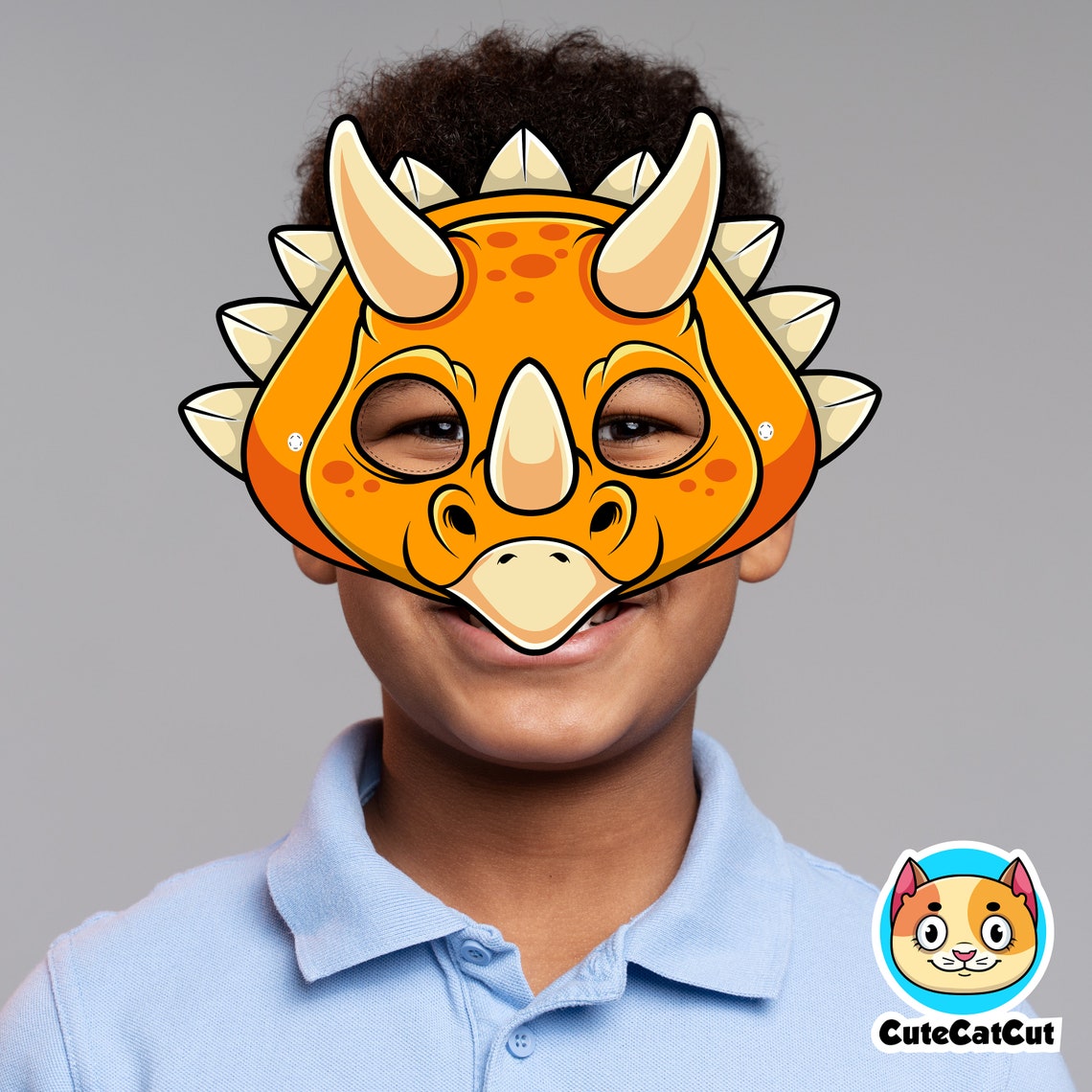 Dinosaur Mask Printable for Kids, Triceratops Mask, Toddler Activity ...