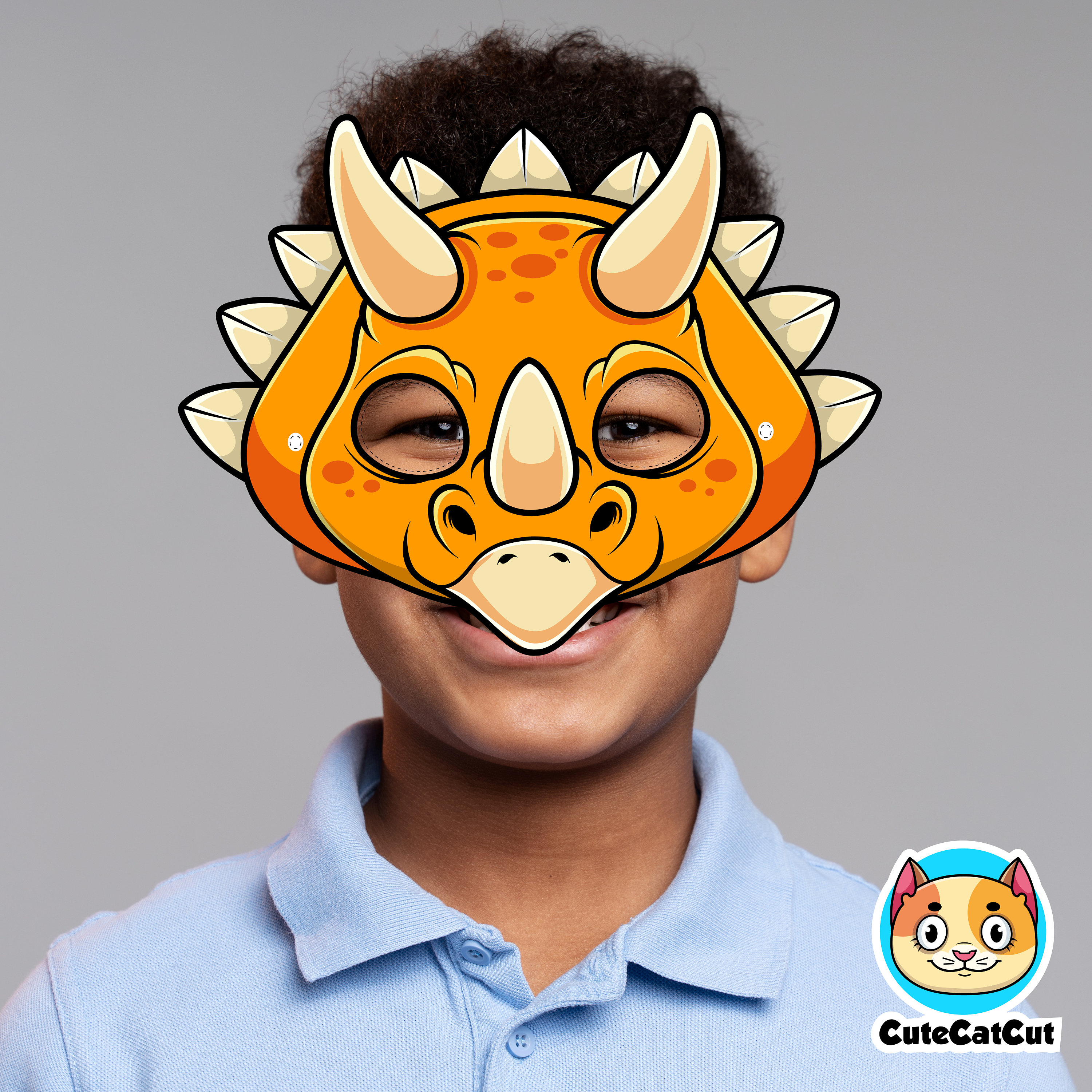 Dinosaur Mask Printable for Kids, Triceratops Mask, Toddler Activity ...