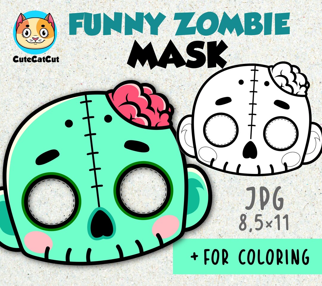 Zombie Paper Mask Printable for Kids, Zombie Monster Paper Crow ...