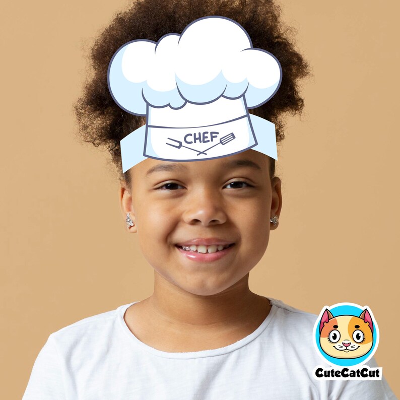Chef Paper Crown Printable for Kids, Chef Hat Cook Fun Kids Craft ...