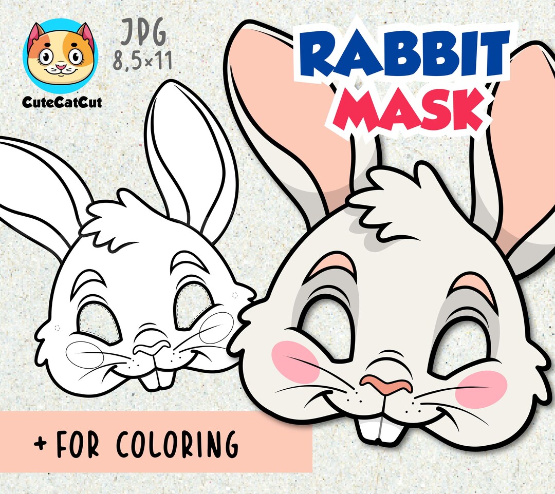 Rabbit Paper Mask Printable for Kids, Toddler Activity, Farm Animals ...