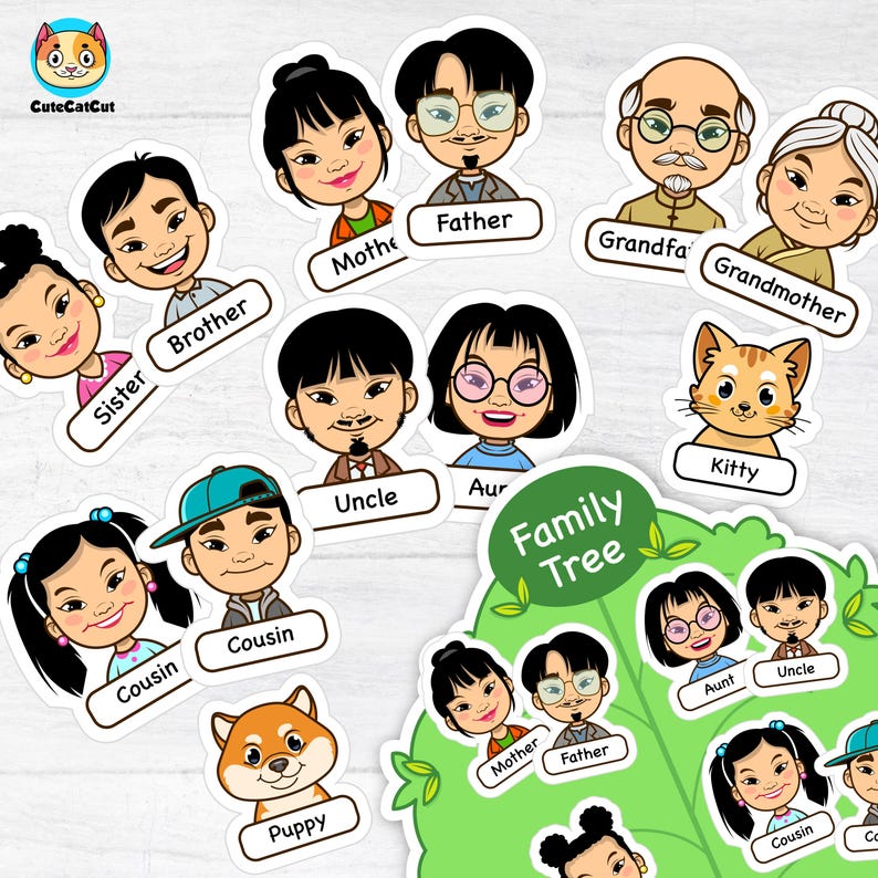Asian Family Tree Busy Book Printable Activity, My Family Tree for Kids ...
