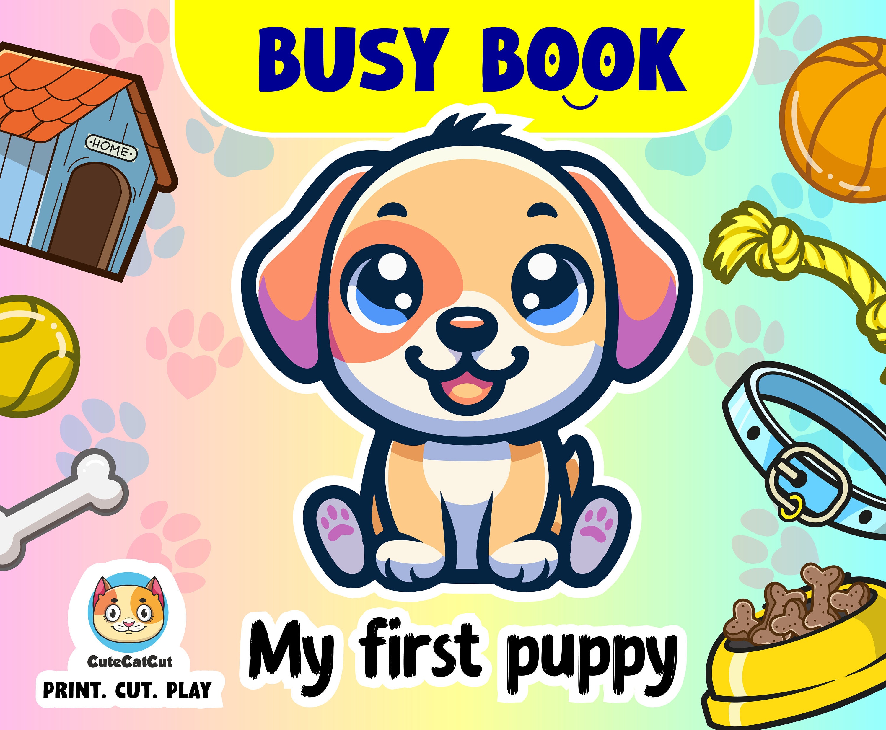 My First Puppy Busy Book Printable Activity. Dog Toddler, Preschool ...