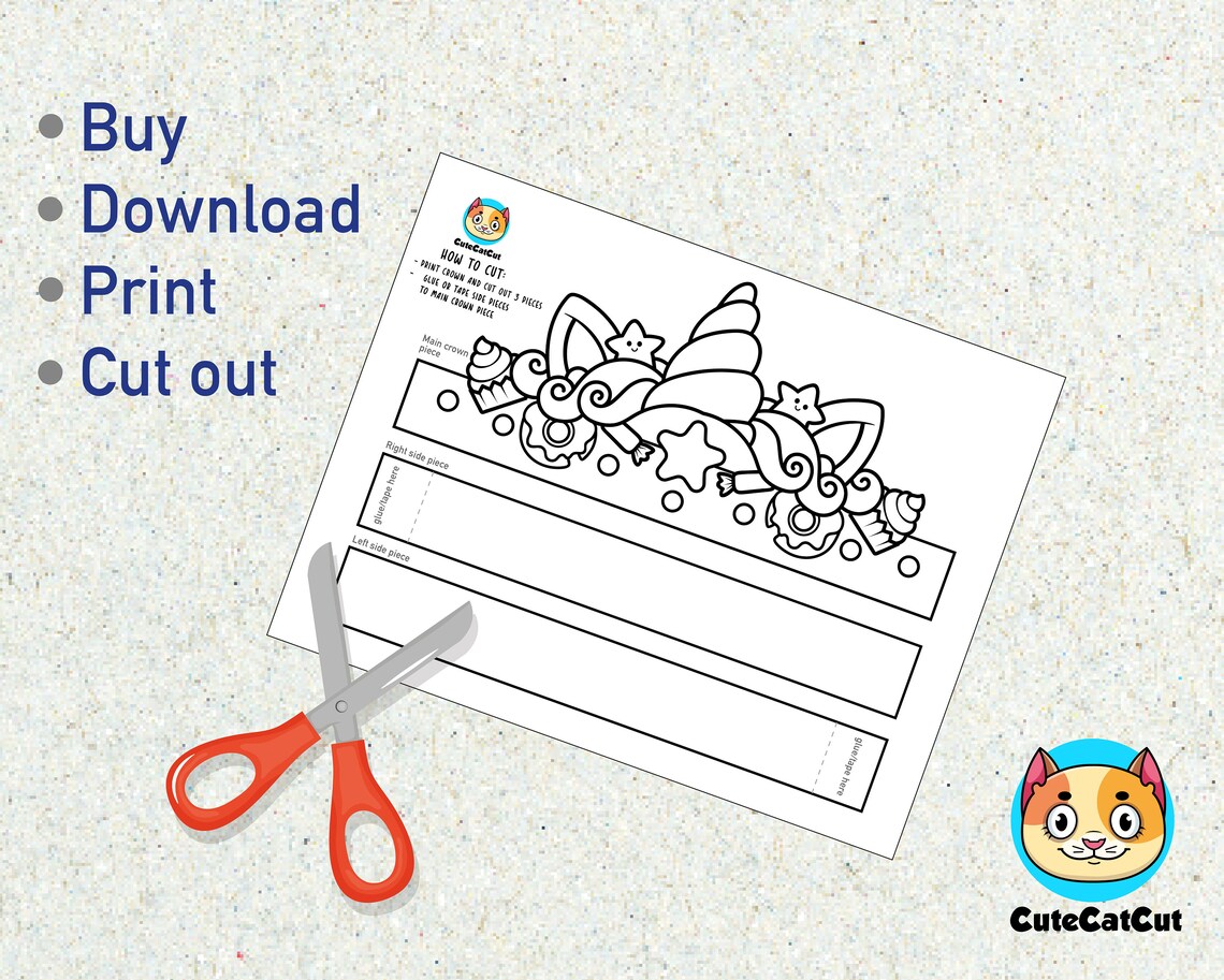 Unicorn Colouring Paper Crown Printable for Kids, Hat Fun Kids Craft ...