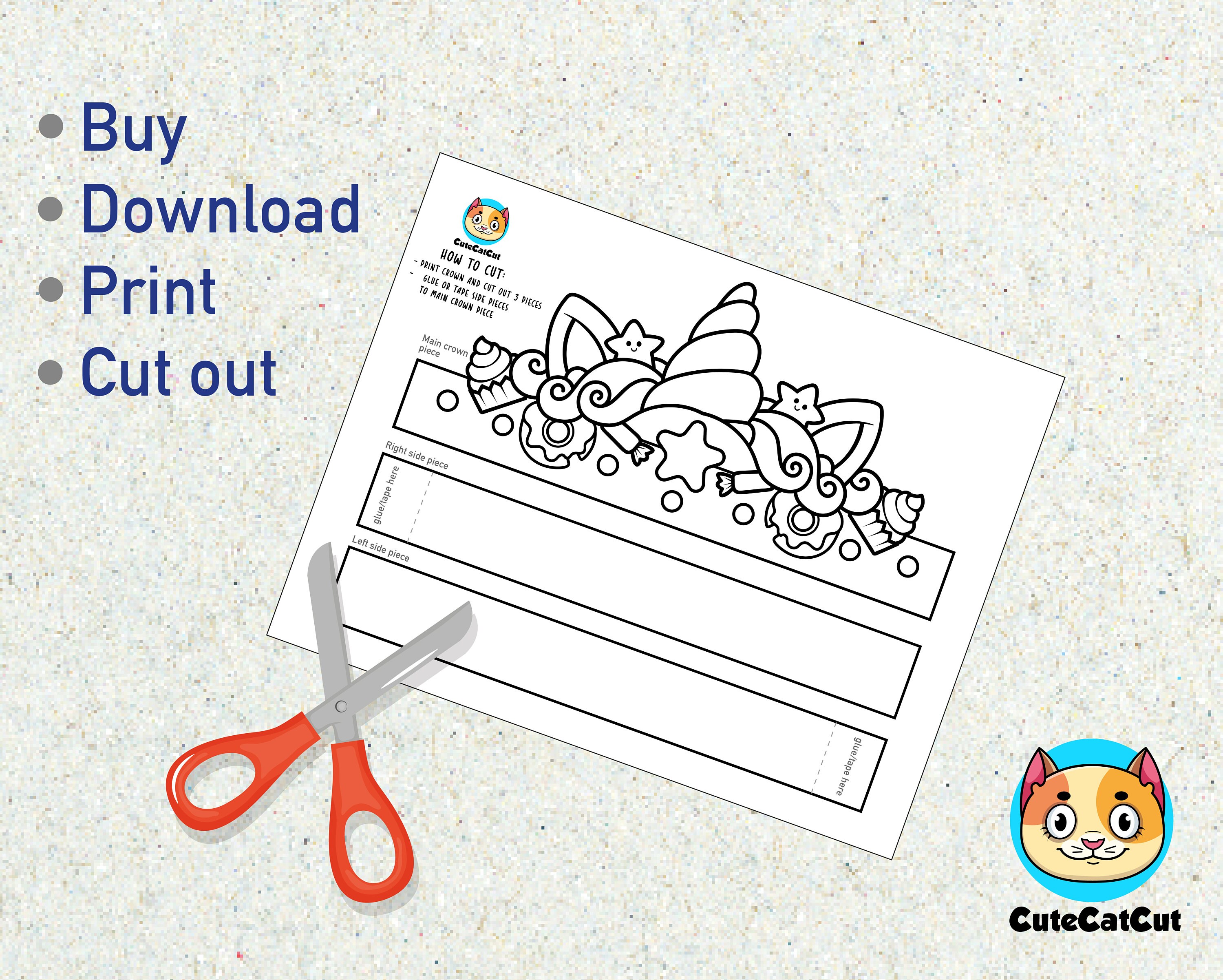 Unicorn Colouring Paper Crown Printable for Kids, Hat Fun Kids Craft ...