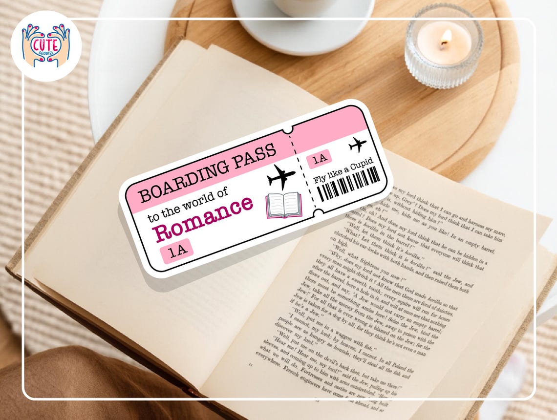 Romance Bookish Boarding Pass PNG, Plane Ticket Bookmark, Boarding Pass ...