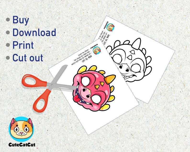 Dinosaur Mask Printable for Kids, Toddler Activity, Dragon Mask Craft ...