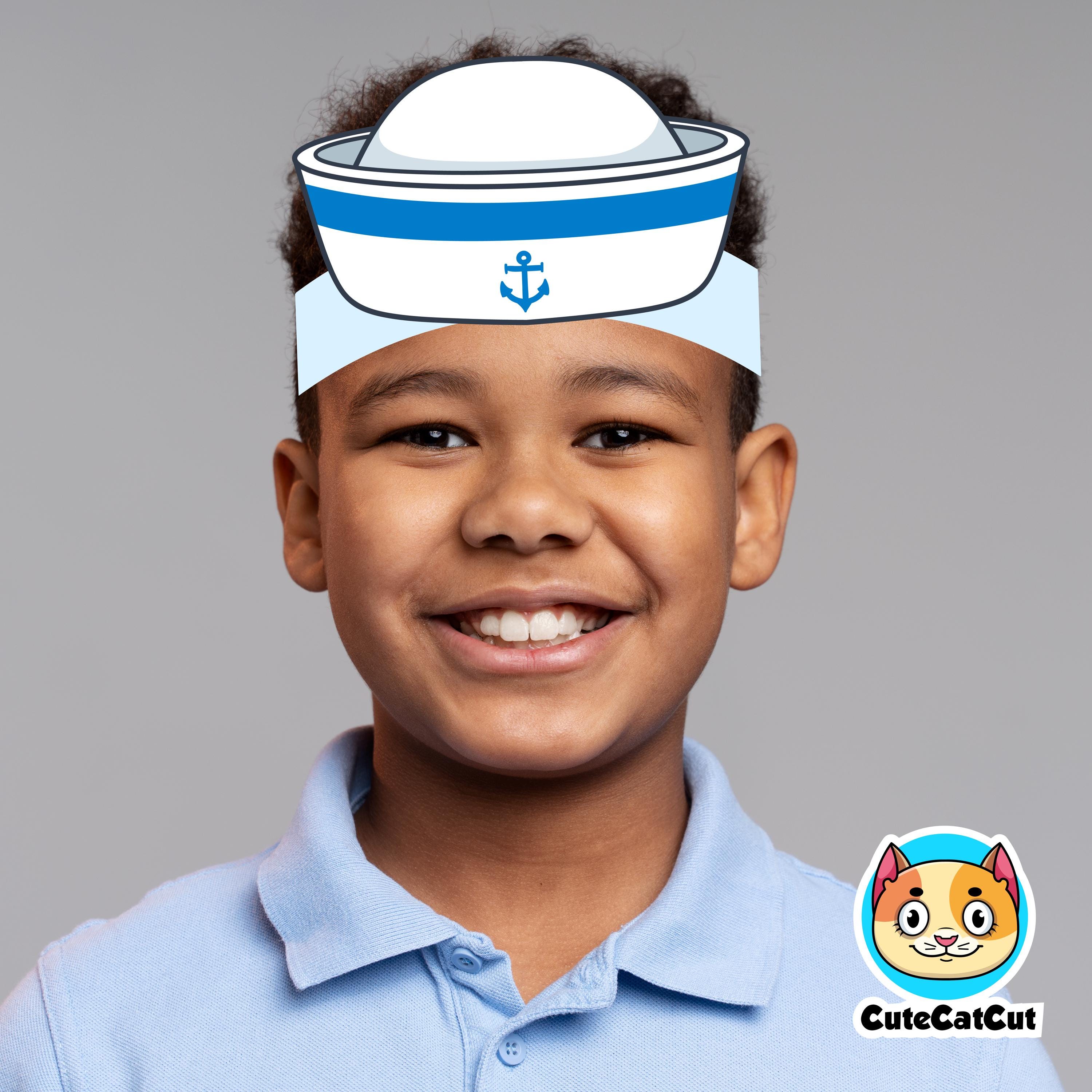 Sailor Cap Paper Crown Printable for Kids, Sailor Cap Hat Fun Kids ...
