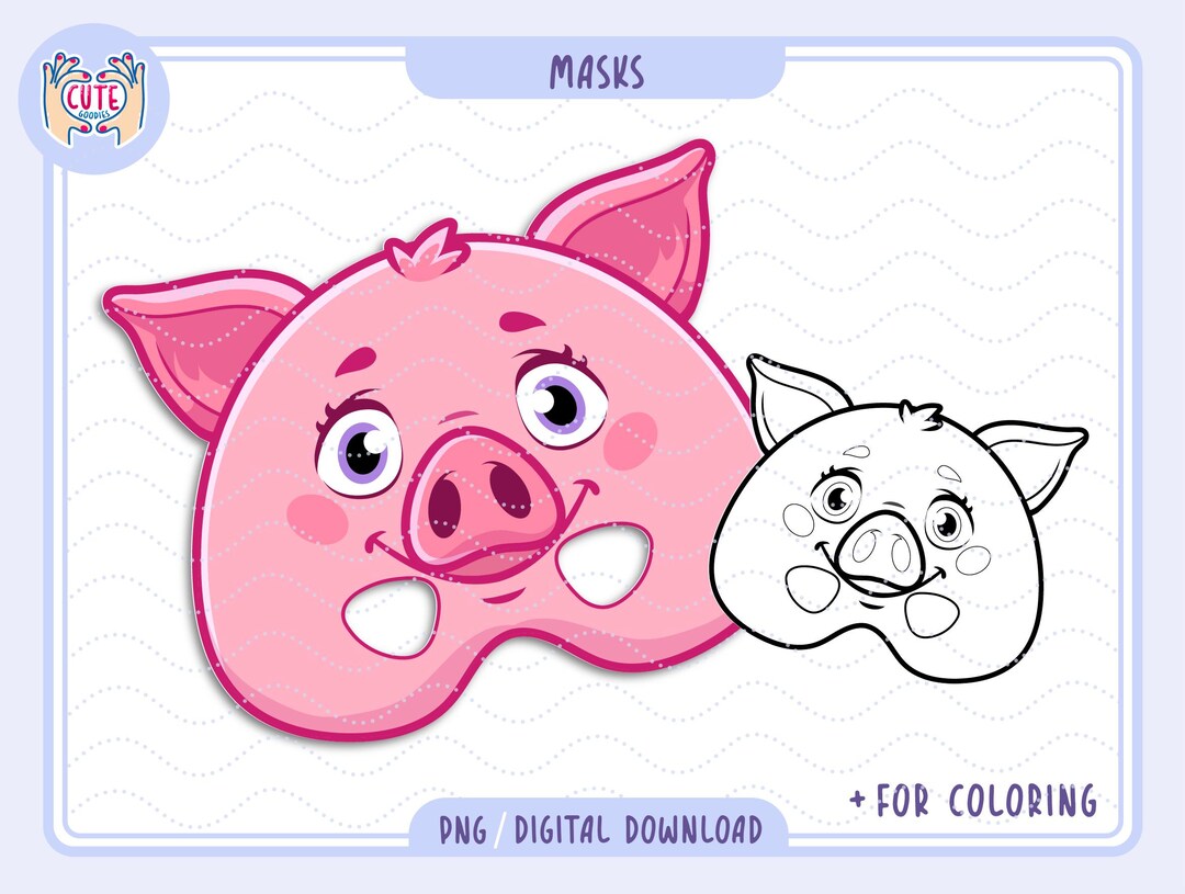 Pig Paper Mask Printable for Kids, Toddler Activity, Farm Animals Paper ...