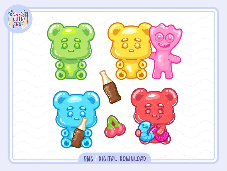 Gummy Clipart Png, Gummy Candy Clipart, Retro Sweets Clipart Png, Cute ...