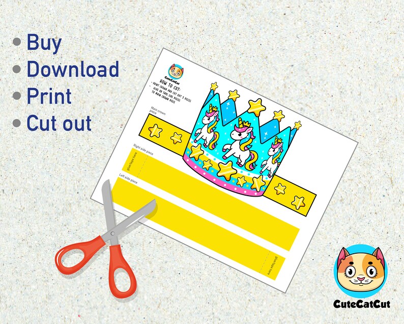 Unicorn Paper Crown Printable for Kids, Hat Fun Kids Craft, Costume ...