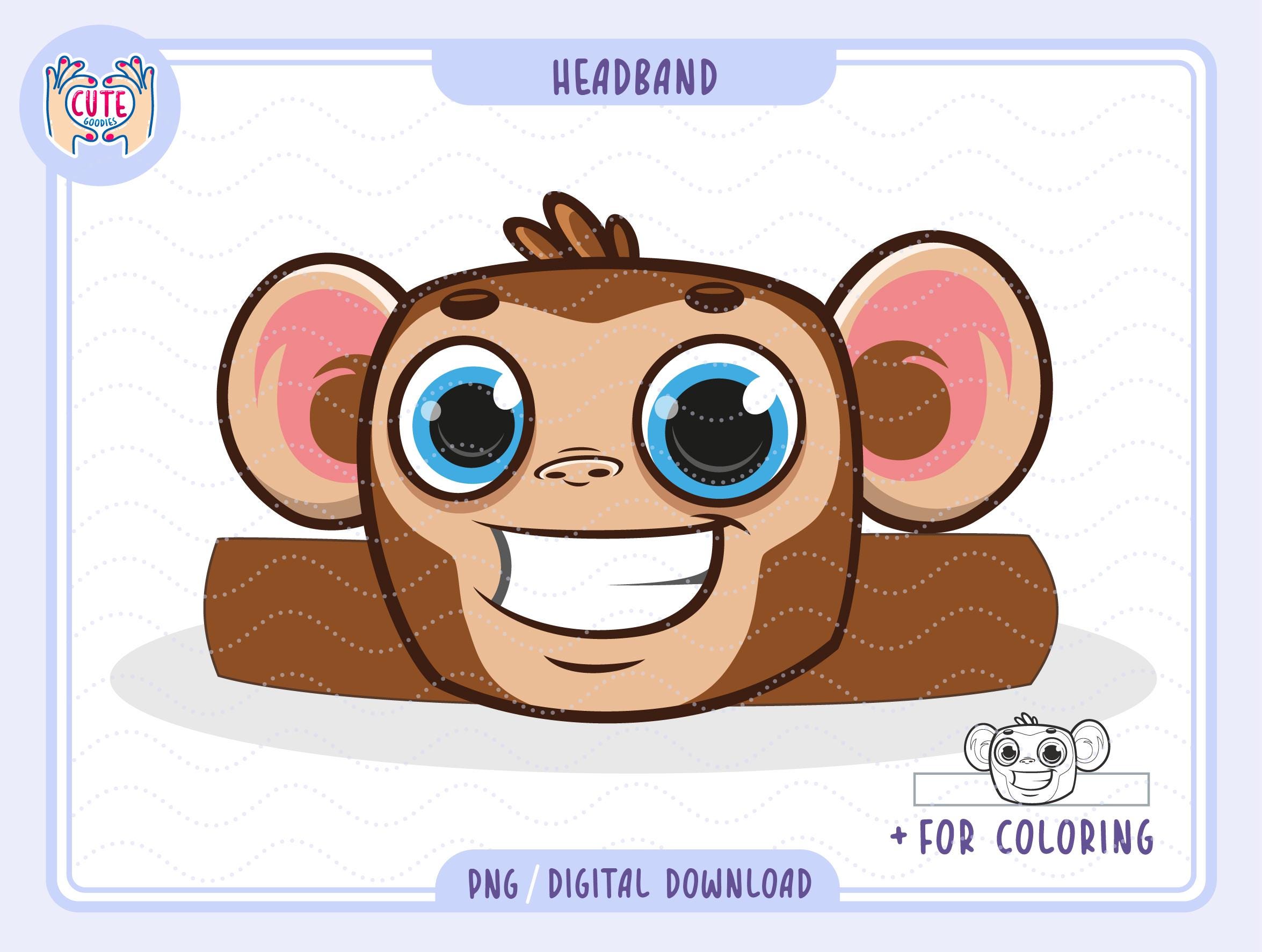 Monkey Paper Crown Printable for Kids, Monkey Hat Fun Kids Craft ...