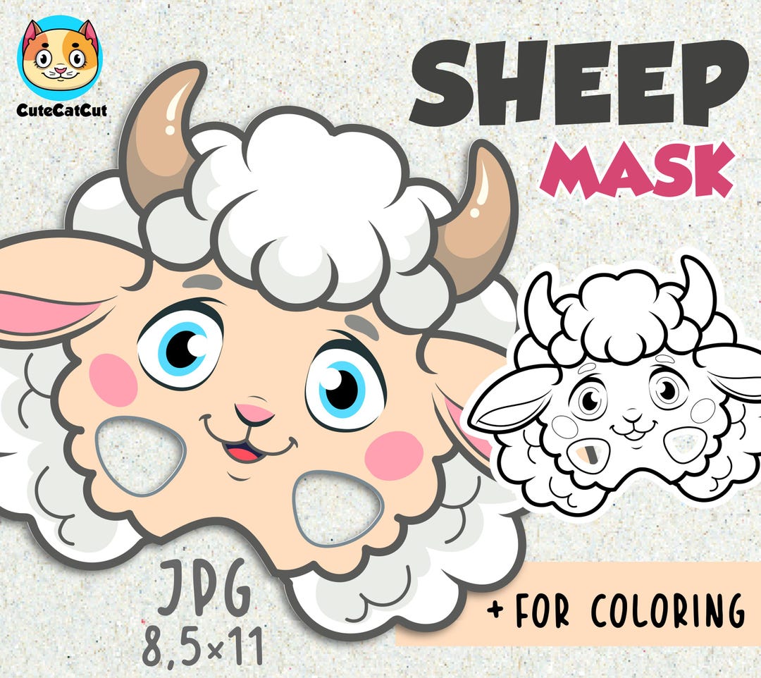 Sheep Paper Mask Printable for Kids, Toddler Activity, Farm Animals ...