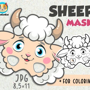 Sheep Paper Mask Printable for Kids, Toddler Activity, Farm Animals ...