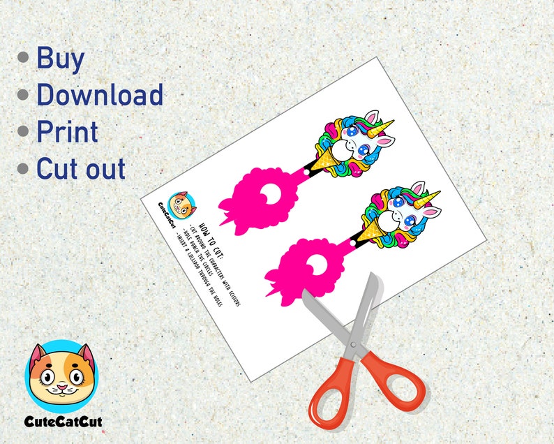 Unicorn Lollipop Holders Printable, Digital Party Sucker Holder ...