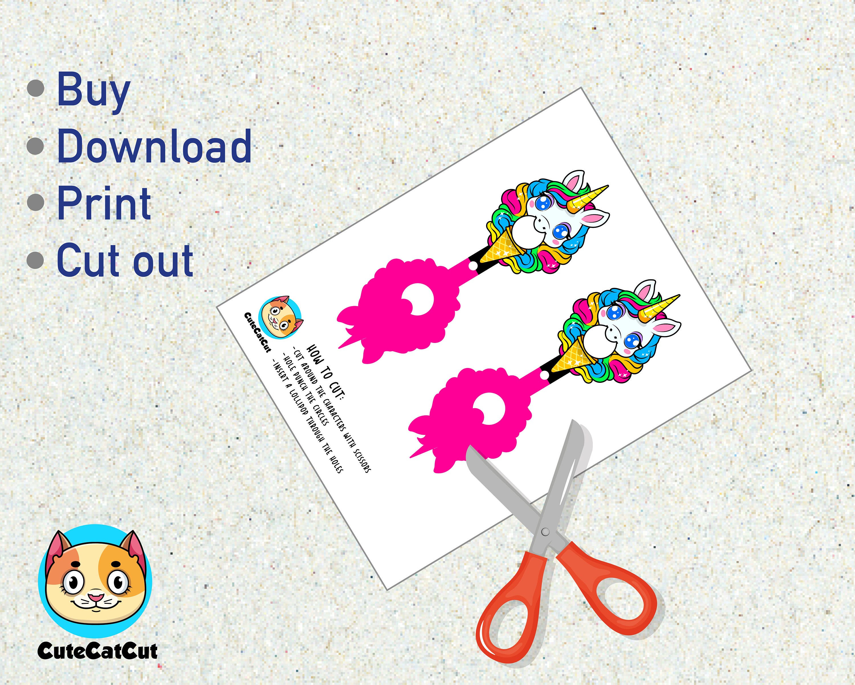 Unicorn Lollipop Holders Printable, Digital Party Sucker Holder ...