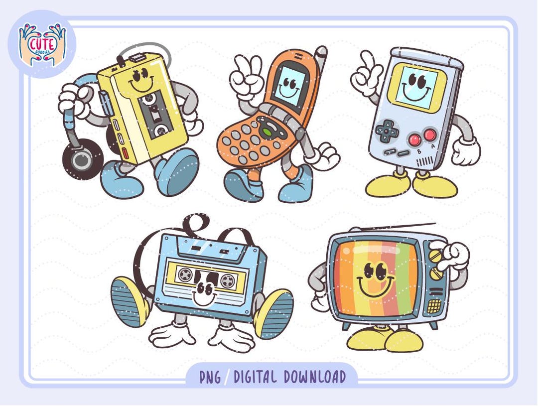 Retro Technology Clipart Png, 90s Tech Bundle, Retro 90's Vibes ...