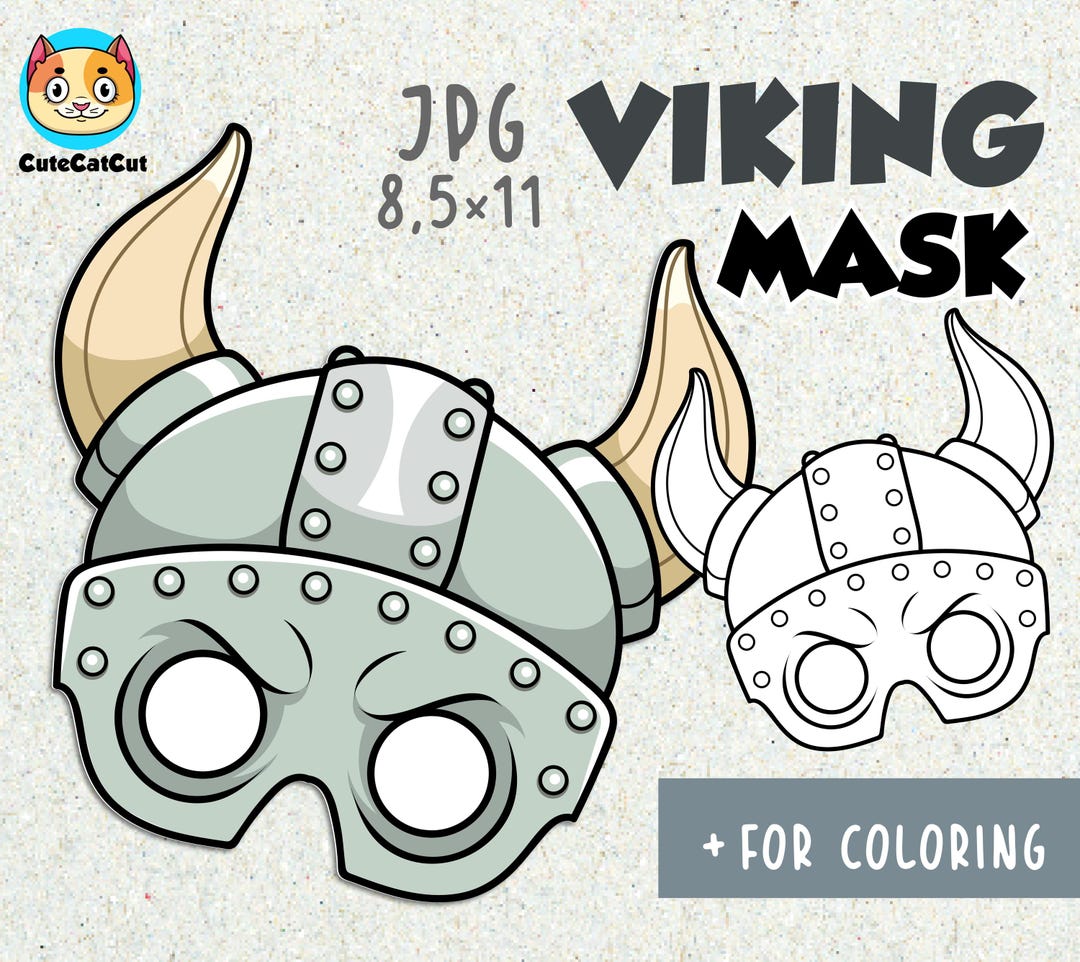 Viking Paper Mask Printable for Kids, Toddler Activity, Viking Helmet ...