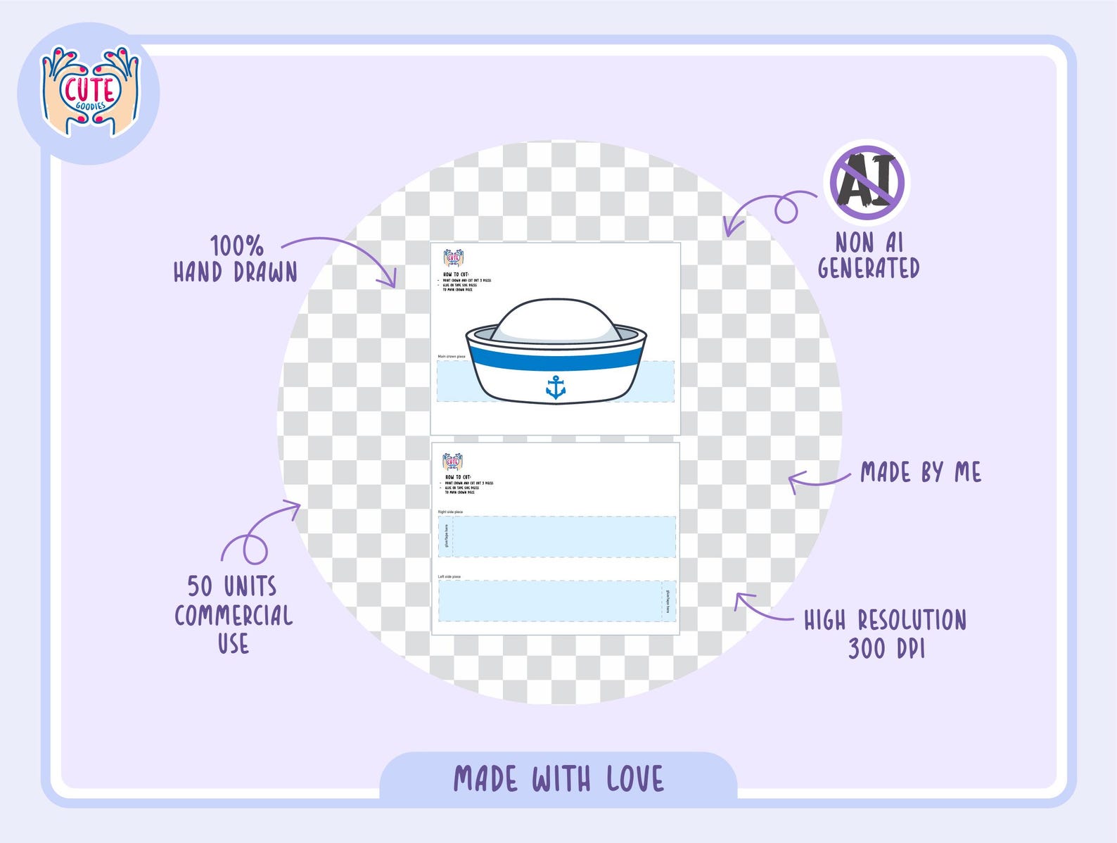 Sailor Cap Paper Crown Printable for Kids, Sailor Cap Hat Fun Kids ...