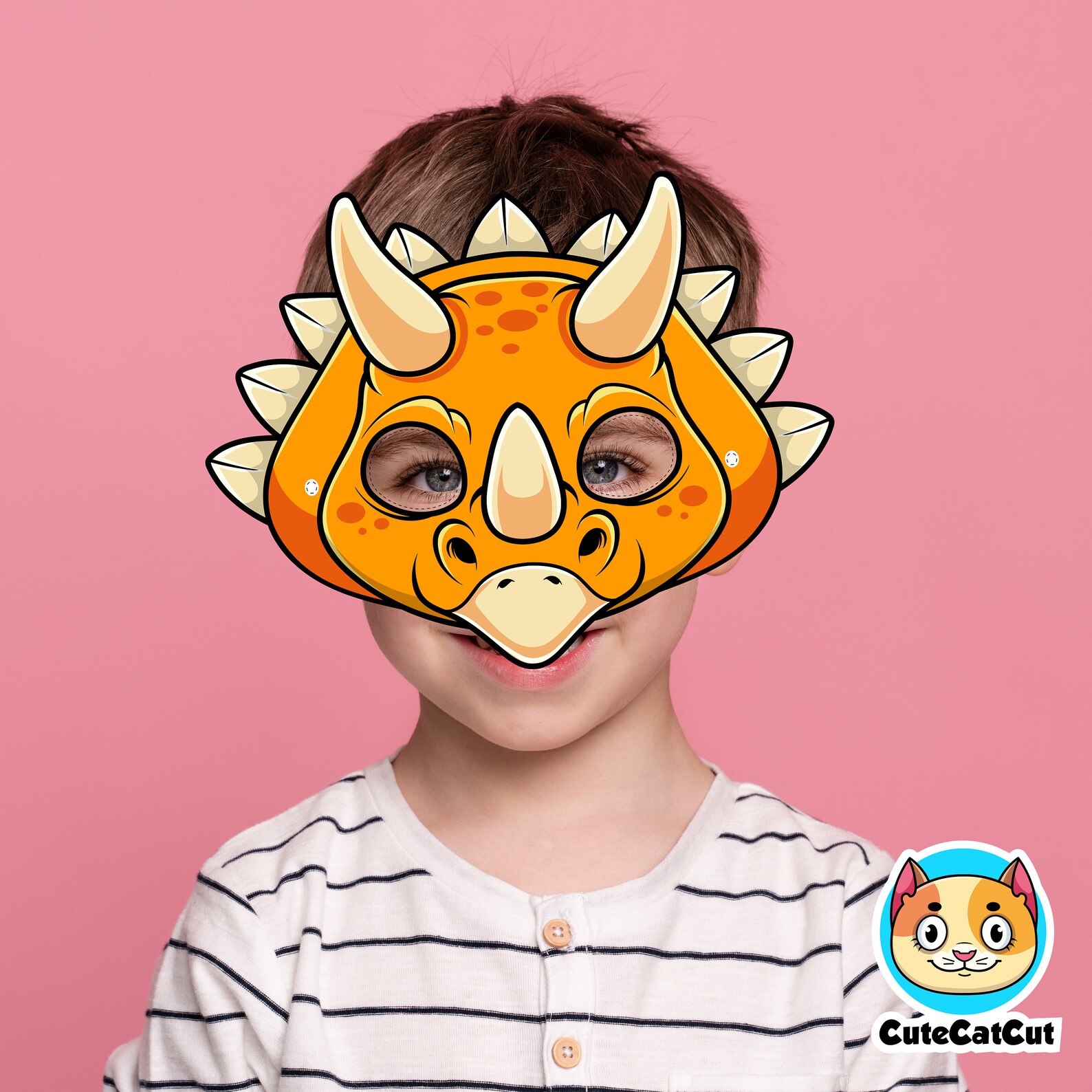 Dinosaur Mask Printable for Kids, Triceratops Mask, Toddler Activity ...