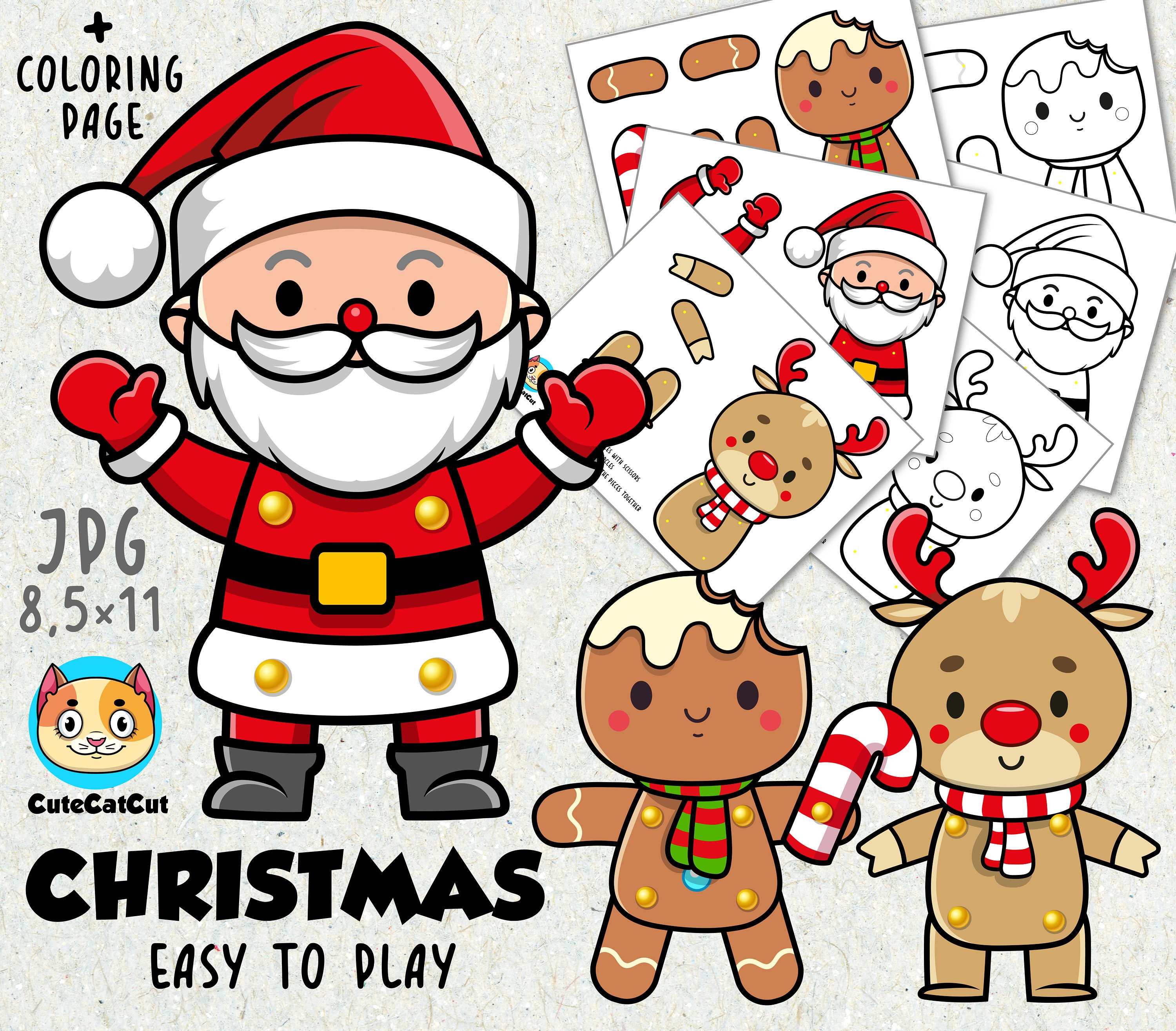 Christmas Paper Doll Printable, Santa Paper Doll, Printable Articulated ...