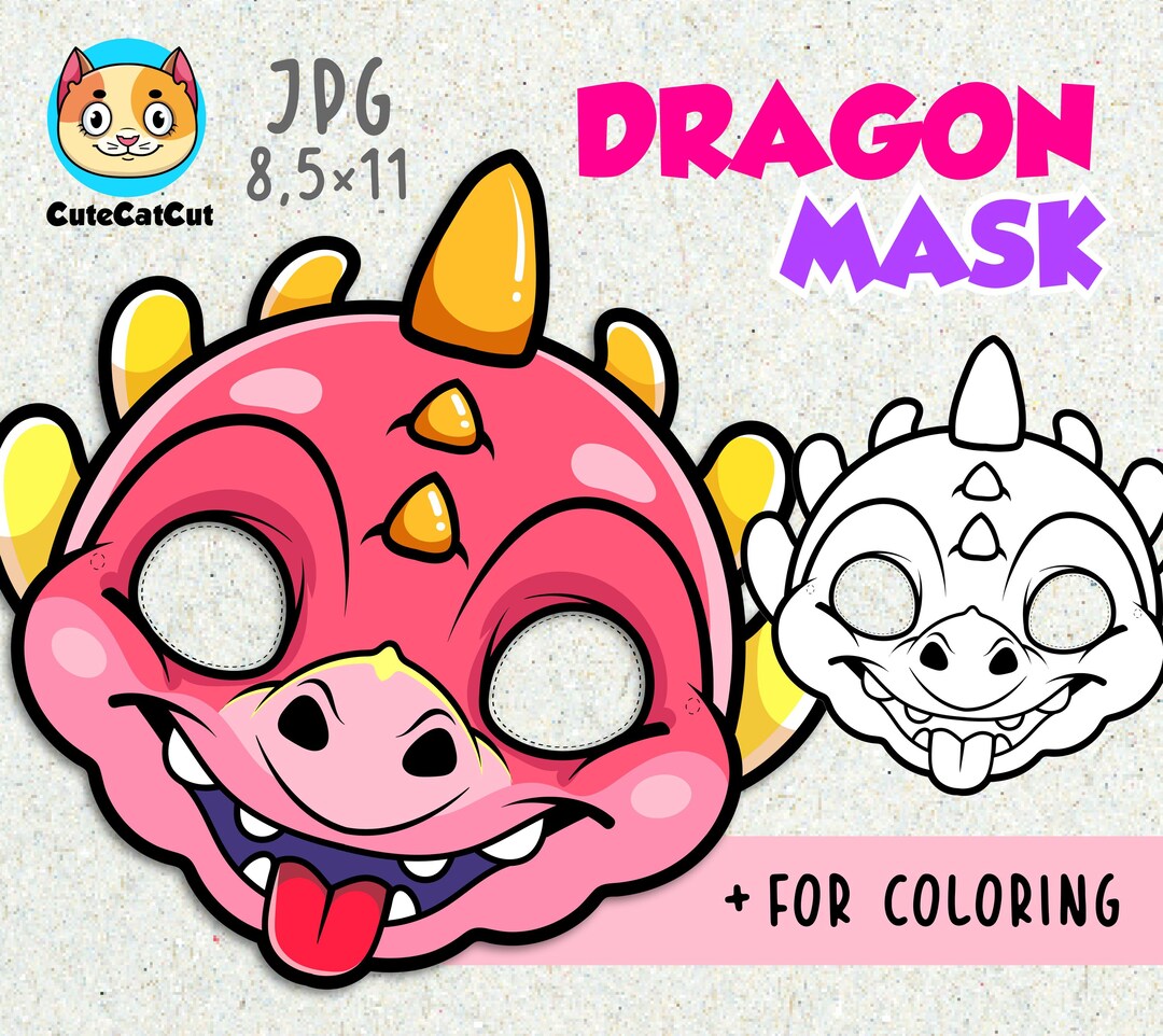 Dinosaur Mask Printable for Kids, Toddler Activity, Dragon Mask Craft ...