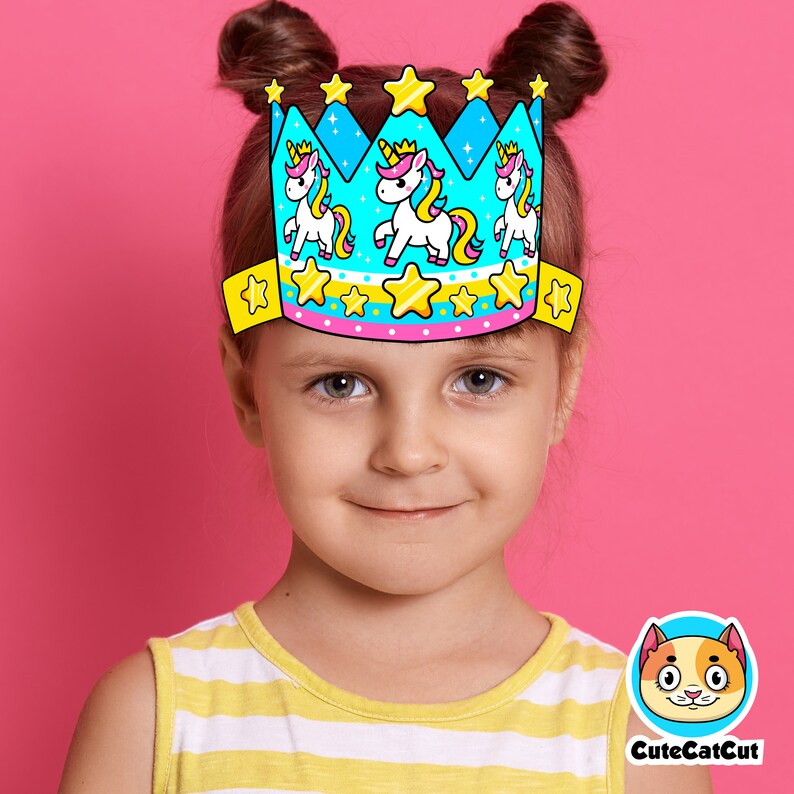 Unicorn Paper Crown Printable for Kids, Hat Fun Kids Craft, Costume ...